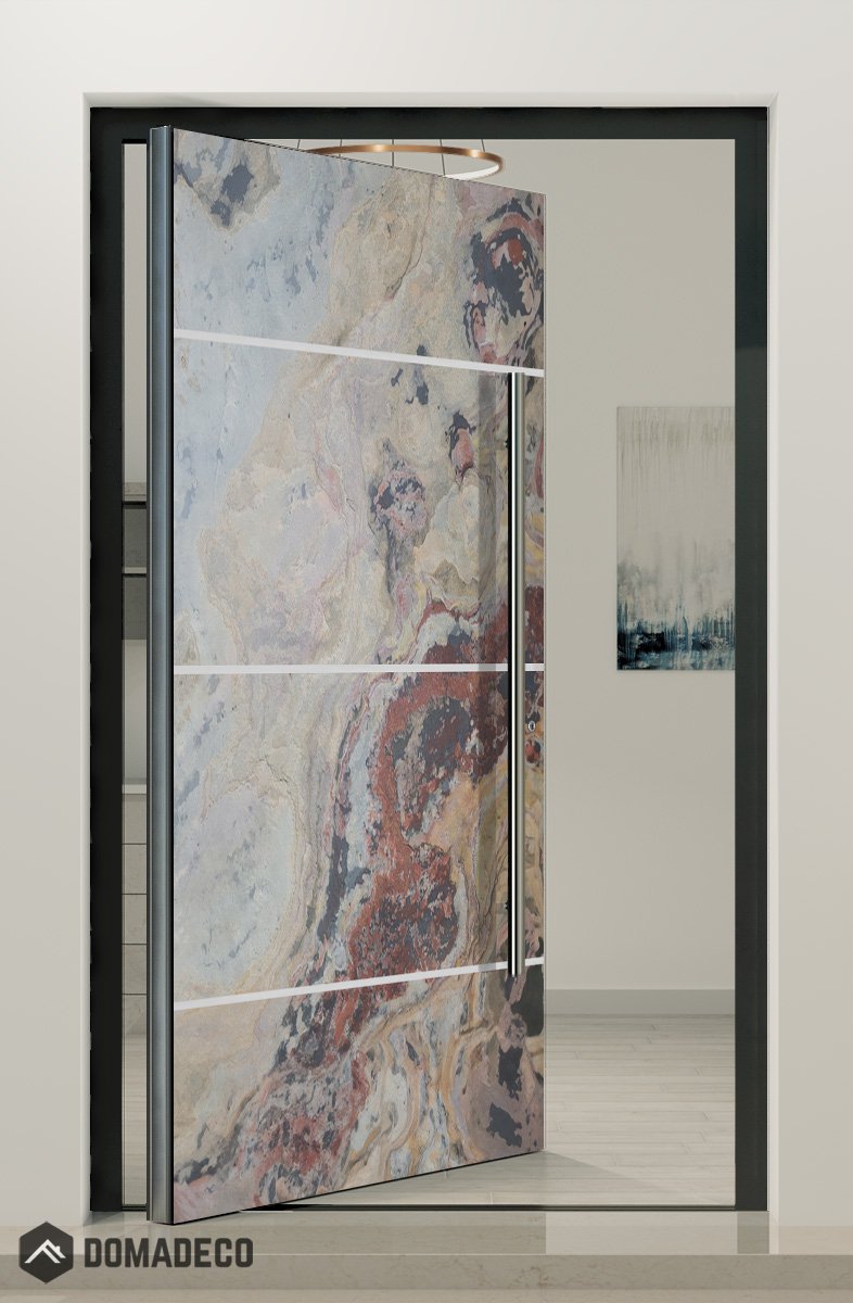 PIVOT V46 - aluminum door pivot with with sand rock stone veneer Domadeco