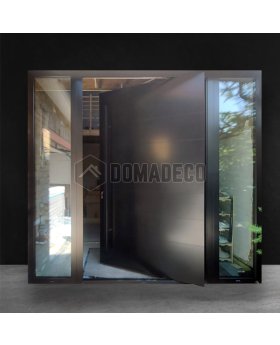 PIVOT M6 - pivot door with bronze texture of milled metal Domadeco