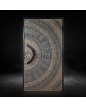 PIVOT M6 - pivot door with bronze texture of milled metal Domadeco