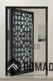 PIVOT G2 - Glass aluminum pivot door with decorative panel Domadeco