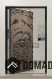 PIVOT M11 - pivot door with bronze texture of milled metal Domadeco