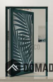PIVOT G3 - Glass front aluminum pivot door with leaf decorative panel ...