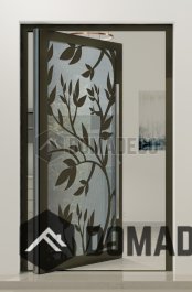 PIVOT G4 - Glass entry aluminum door with decorative panel Domadeco